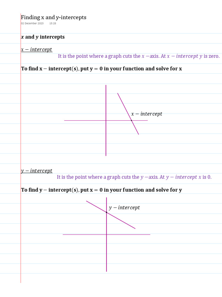 Finding X and Y-Intercepts | PDF