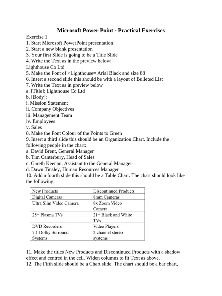 1 Microsoft Power Point Exercises Pdf Microsoft Power Point Chess