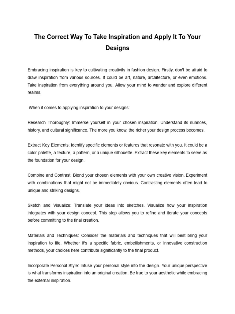 The Correct Way To Take Inspiration and Apply It To Your Designs | PDF ...