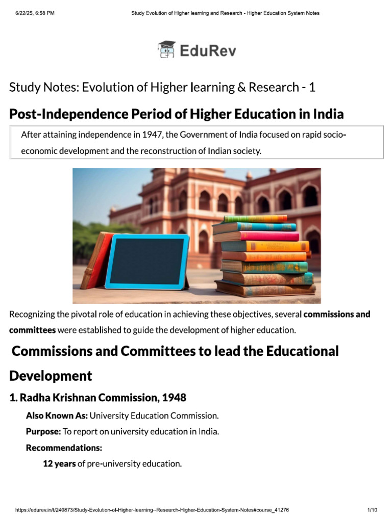 Evolution of Higher Learning & Research - 1 | PDF