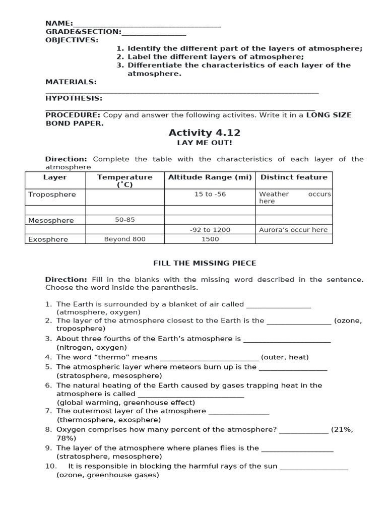 Understanding Earth's Atmosphere Layers | PDF | Atmosphere Of Earth ...
