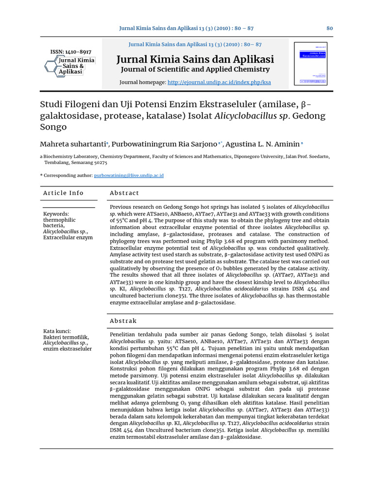 Filogeni dan Potensi Enzim Alicyclobacillus | PDF