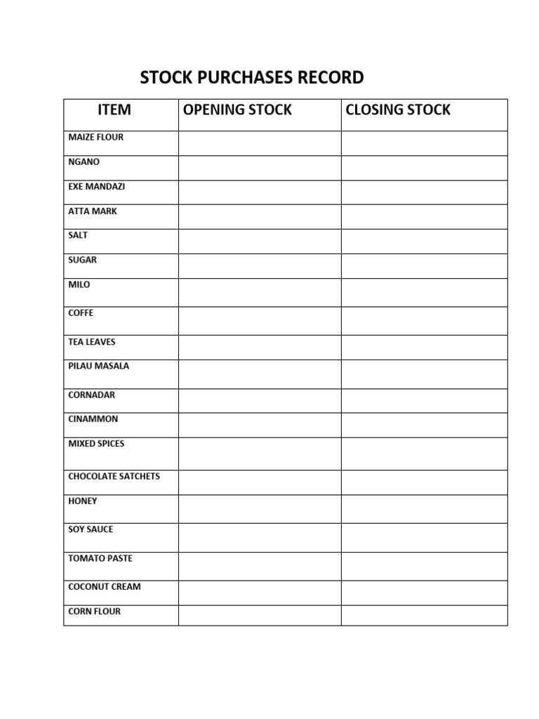 Stock Purchases Record | PDF