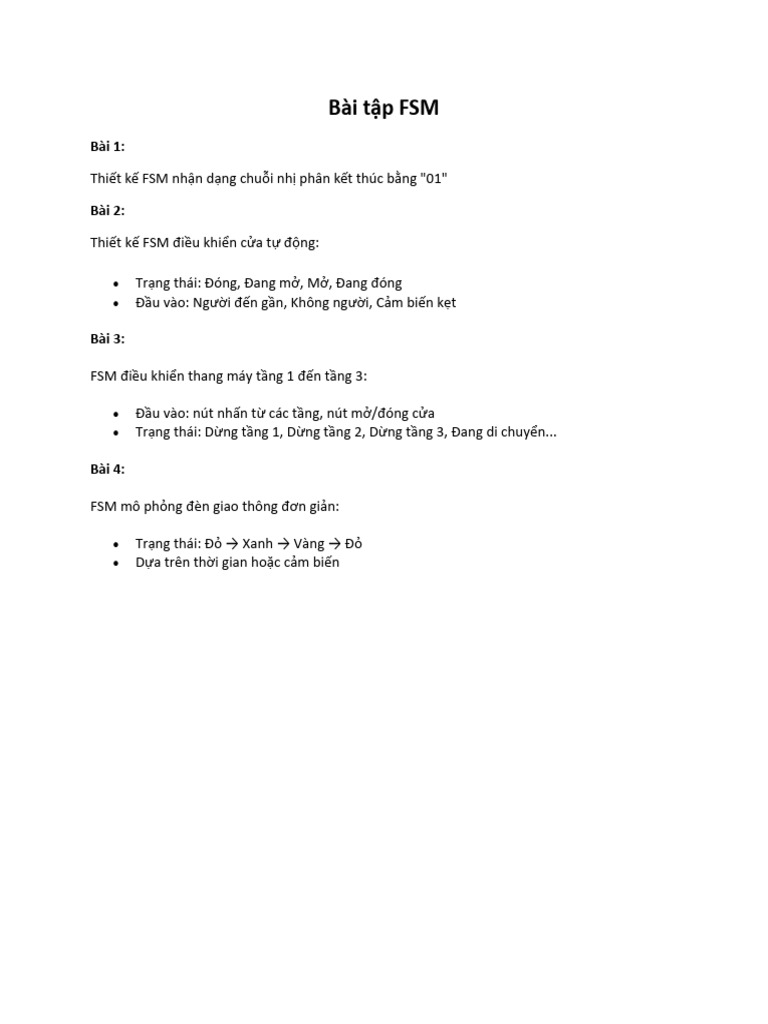 Bài tập FSM | PDF