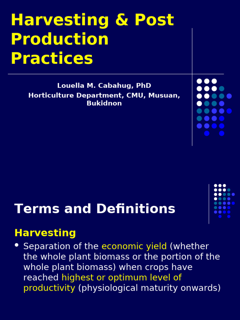 09 Harvesting Post Production Practices | PDF | Vegetables | Fruit