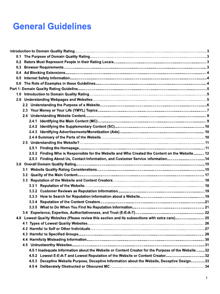 Domain Quality Guidelines | PDF