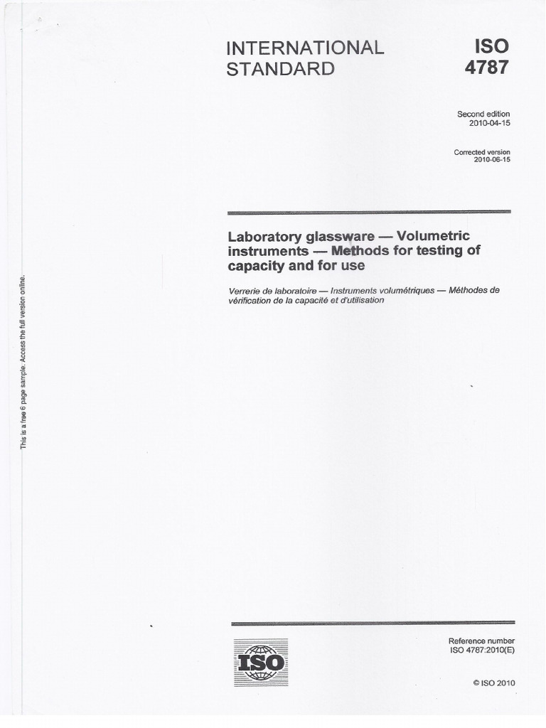Referensi Glassware Volumetric ISO 4787 | PDF