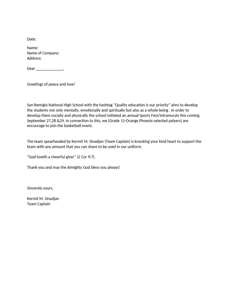 Solicitation Letter Intrams | PDF