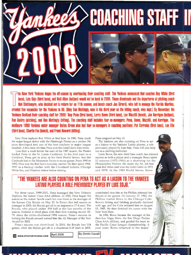 "Yankees Coaching Staff in 2006 Includes Four Ex-Managers" by Dimitri ...