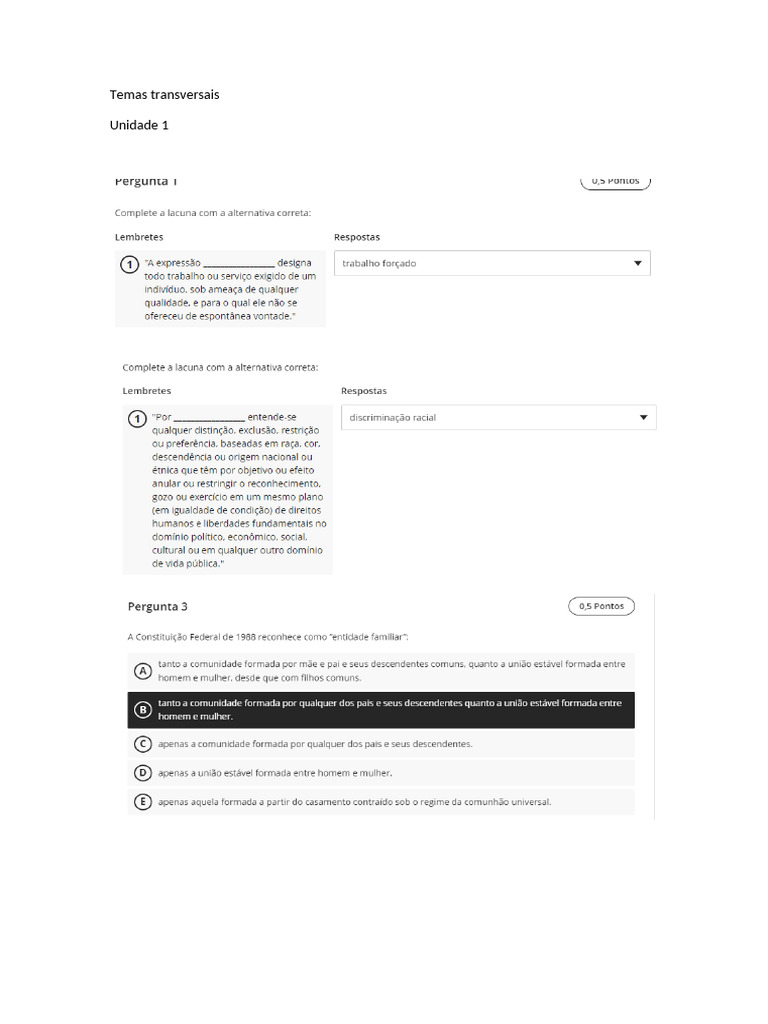 Temas Transversais Resposttas | PDF