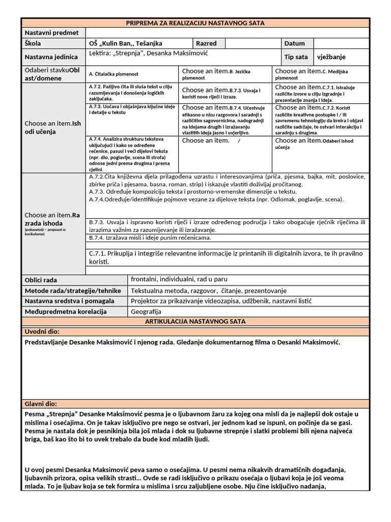 Priprema - Strepnja, Desanka Maksimović | PDF