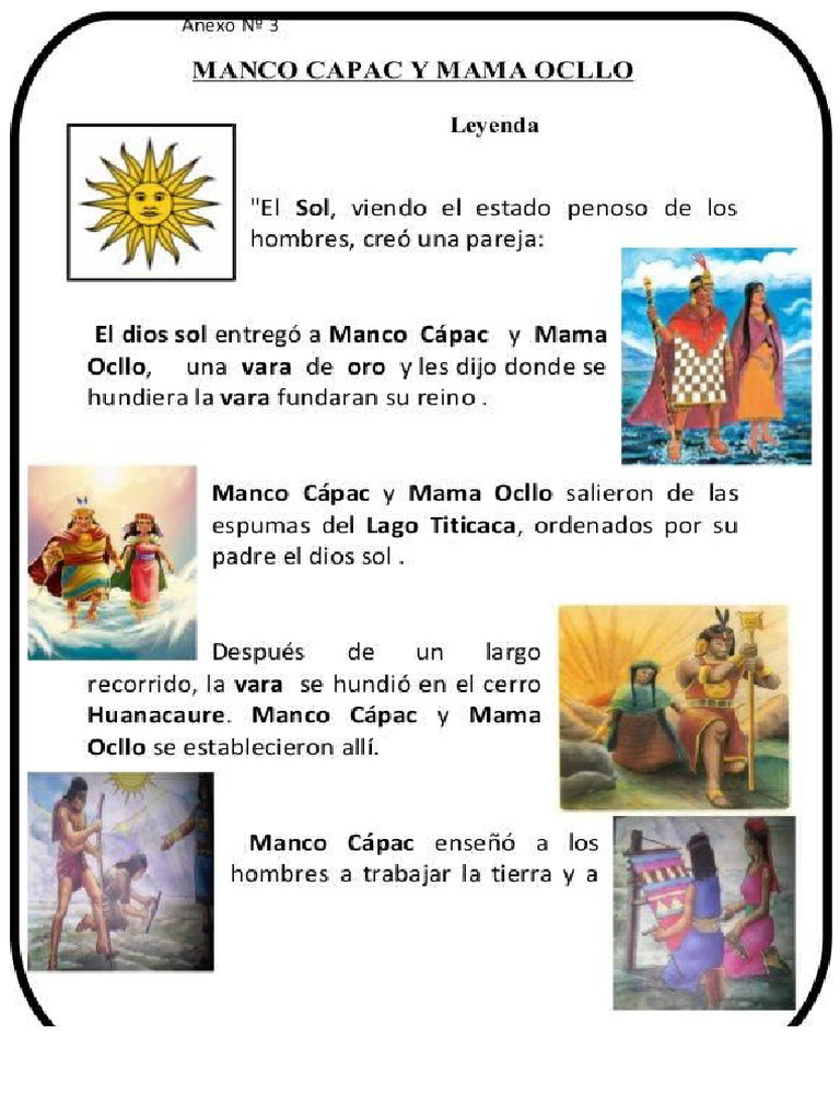 La Leyenda de Manco Capac y Mama Ocllo | PDF