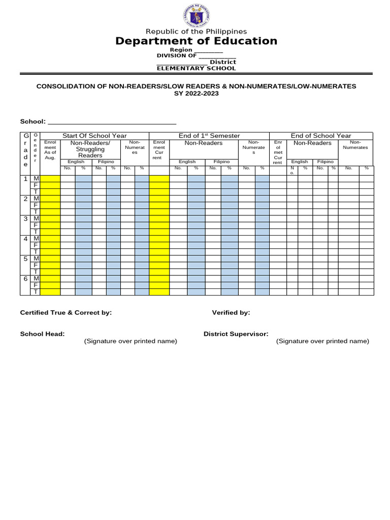 FORM CONSOLIDATION For Non Numerates - Low Numerates and Non Readers ...