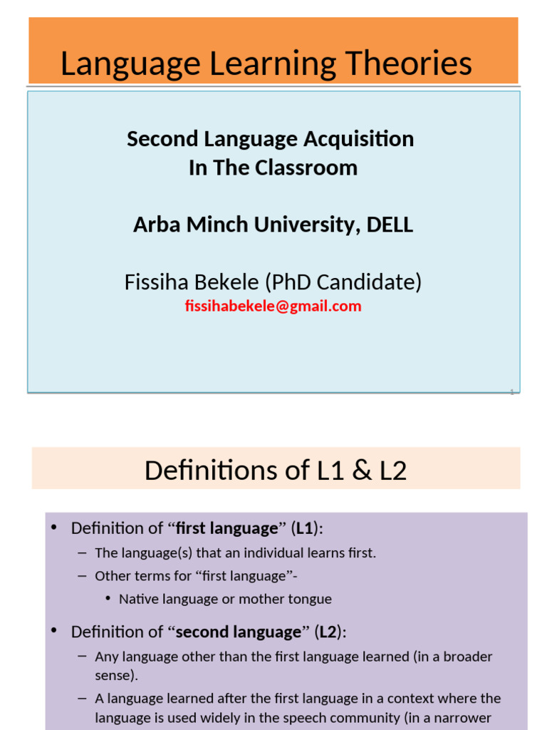 Second Language Acquisition Theories | PDF | Second Language ...