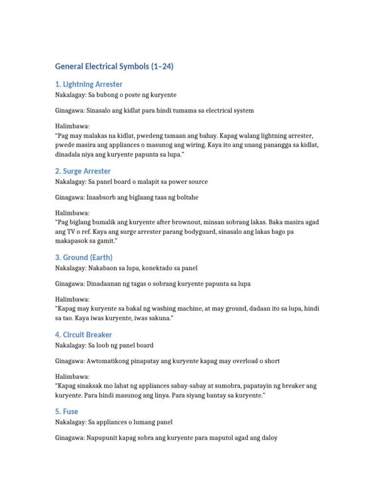 General Electrical Symbols 1 To 24 Part1 | PDF