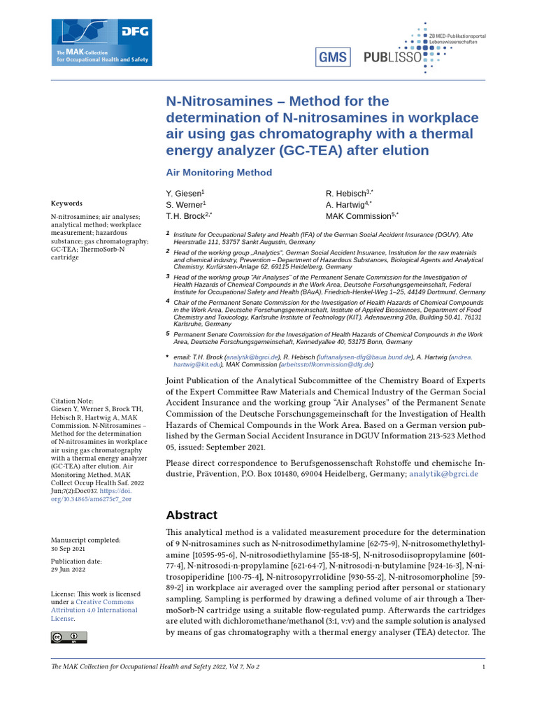 N-Nitrosamines - Method For The Determination of N-Nitrosamines in ...