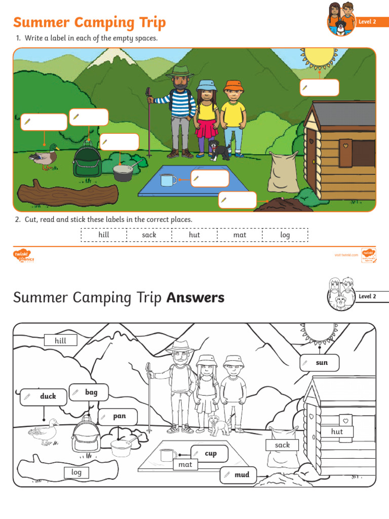 T e 2550171 Phonics Level 2 Summer Camping Picture Worksheet Trip Ver 8 ...