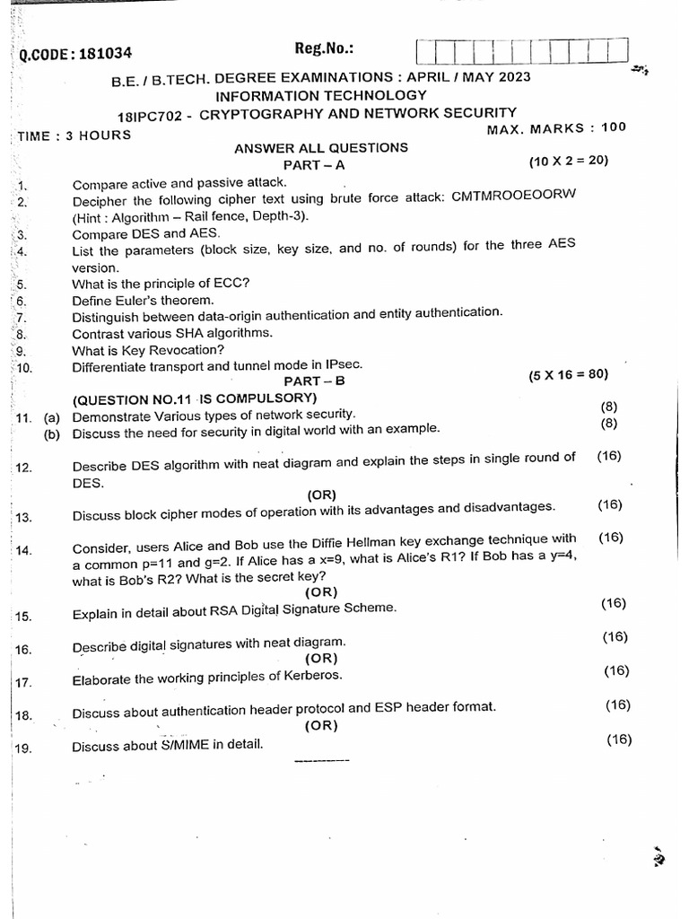CNS Previous Year QP | PDF