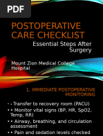 Postoperative Care Checklist for Nurses | PDF