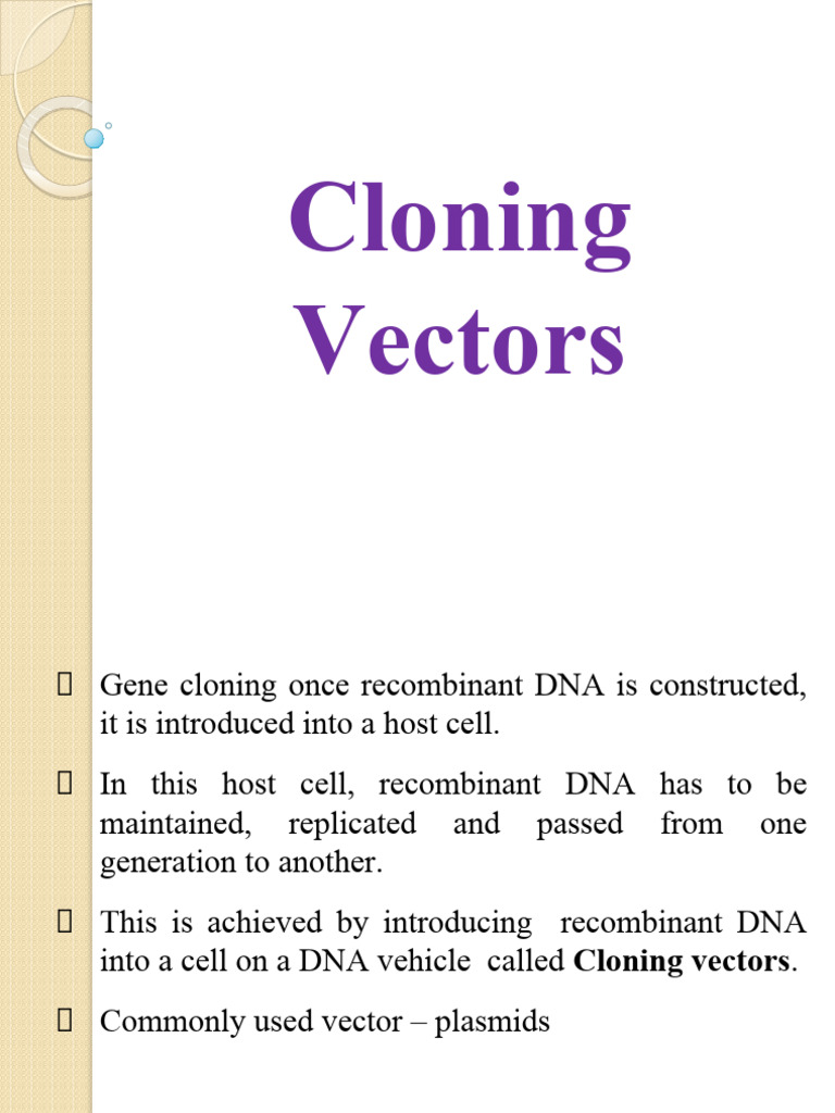 Cloning Vectors | PDF | Plasmid | Vector (Molecular Biology)