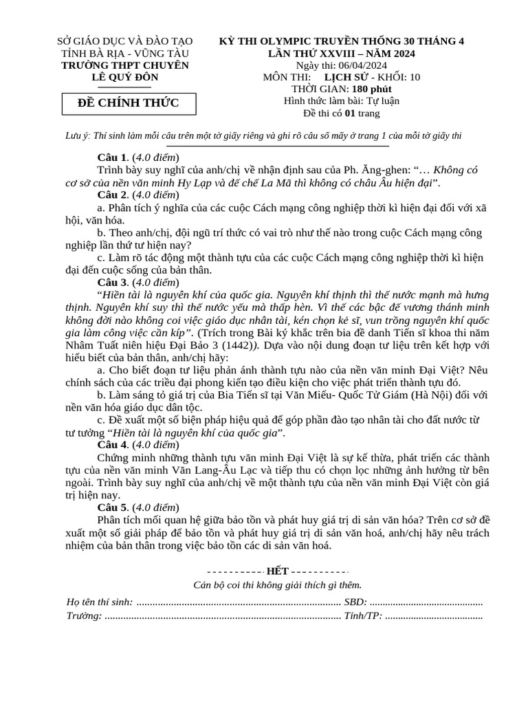 10 - Lich Su - De-Dap An (Olympic) | PDF