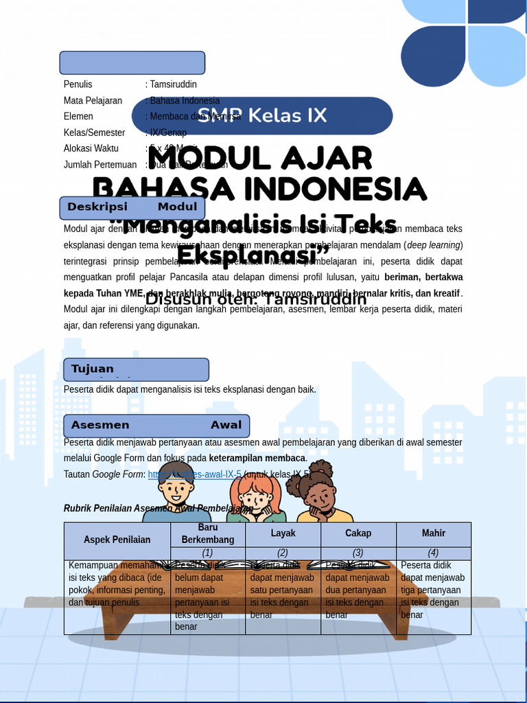 Modul Ajar Membaca Teks Eksplanasi A4 (1) | PDF