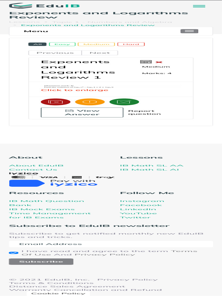 Exponents And Logarithms Review Eduib Pdf