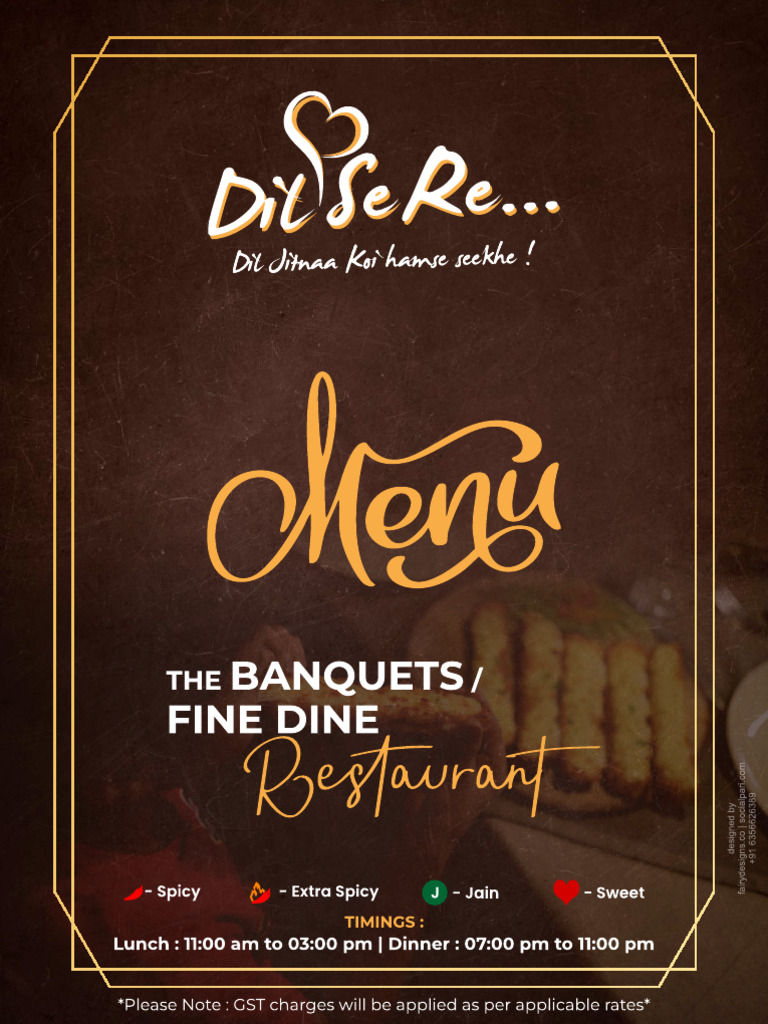 Dil Se Re Menu Card | PDF