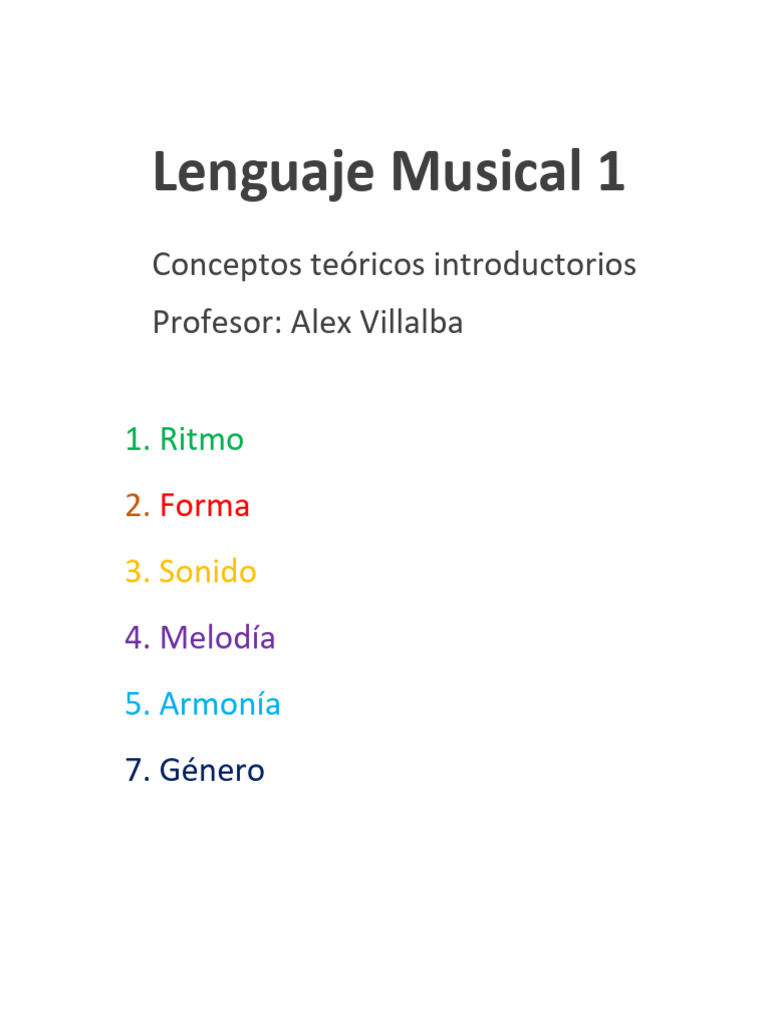Lenguaje Musical 1 | PDF | Escala (música) | Sonido
