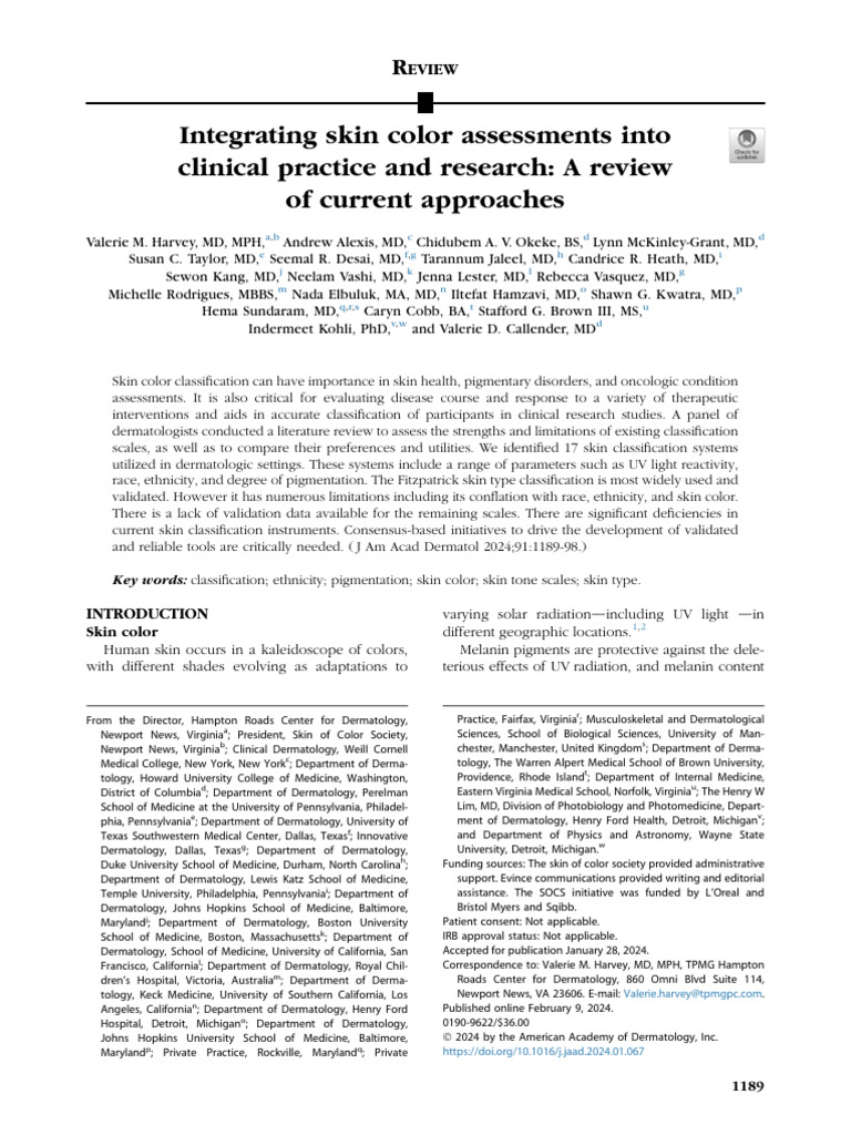 Skin Color Assessment in Dermatology | PDF | Human Skin Color | Race ...