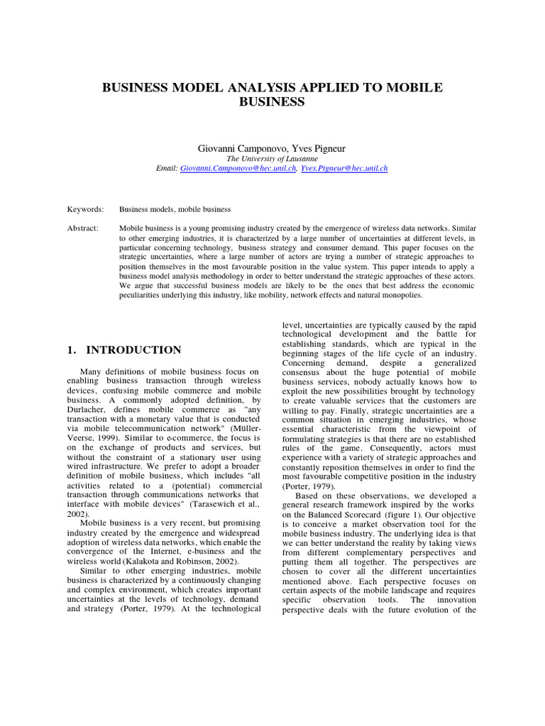 Business Model Analysis Applied To Mobil | PDF | Computer Network ...