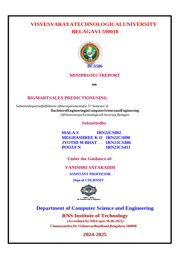 Big Mart Project Report | PDF | Support Vector Machine | Machine Learning