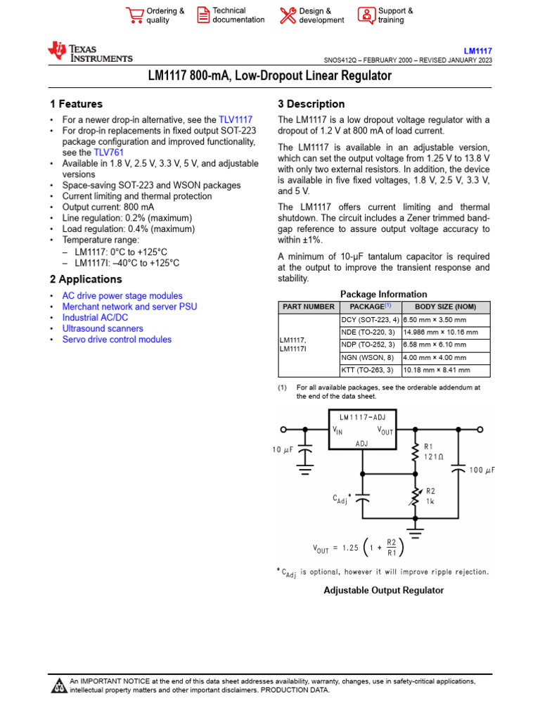 LM1117 Low-Dropout Regulator Overview | PDF | Electrostatic Discharge ...
