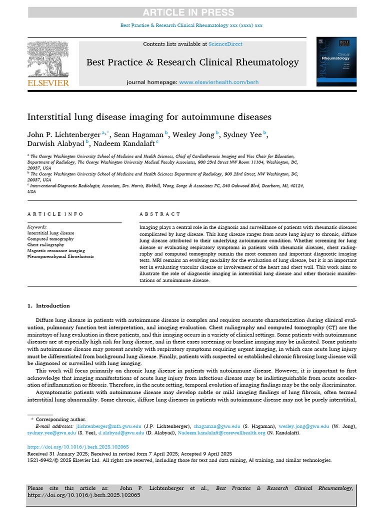 ILD Imaging For Autoimmune Diseases | PDF | Medical Imaging | Pneumonia