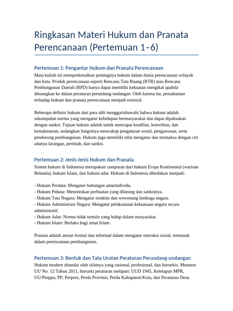 Hukum dan Pranata Perencanaan Wilayah | PDF