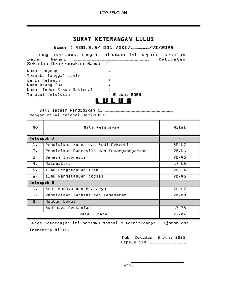 Contoh SKL Fix | PDF