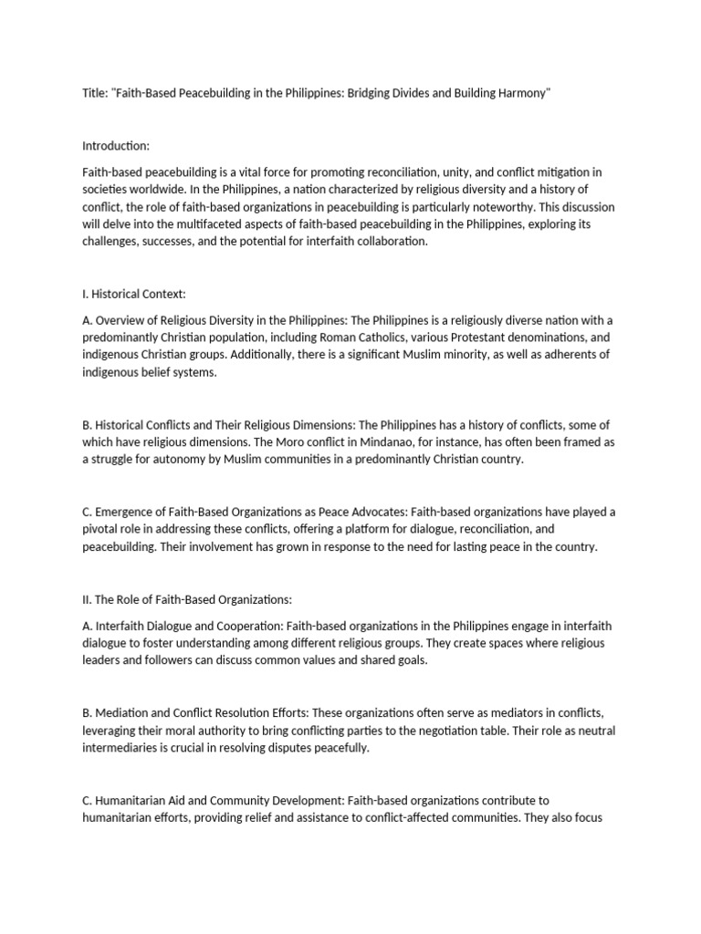 Faith-Based Peacebuilding in the Philippines | PDF | Peacebuilding ...