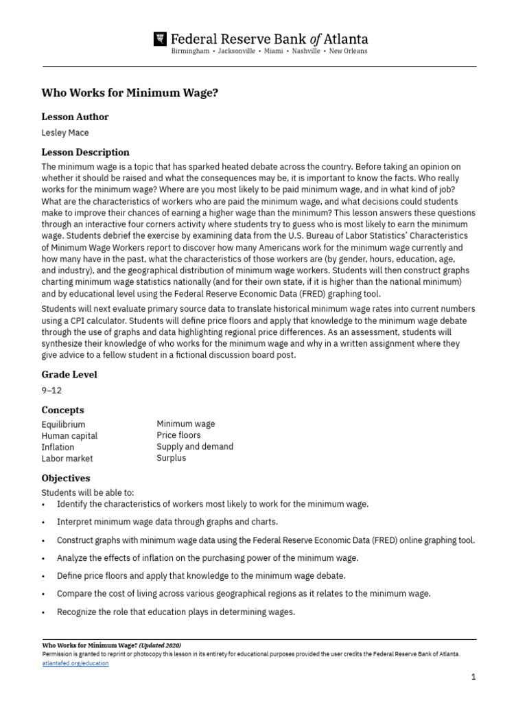 Understanding Minimum Wage Workers | PDF | Cost Of Living | Minimum Wage