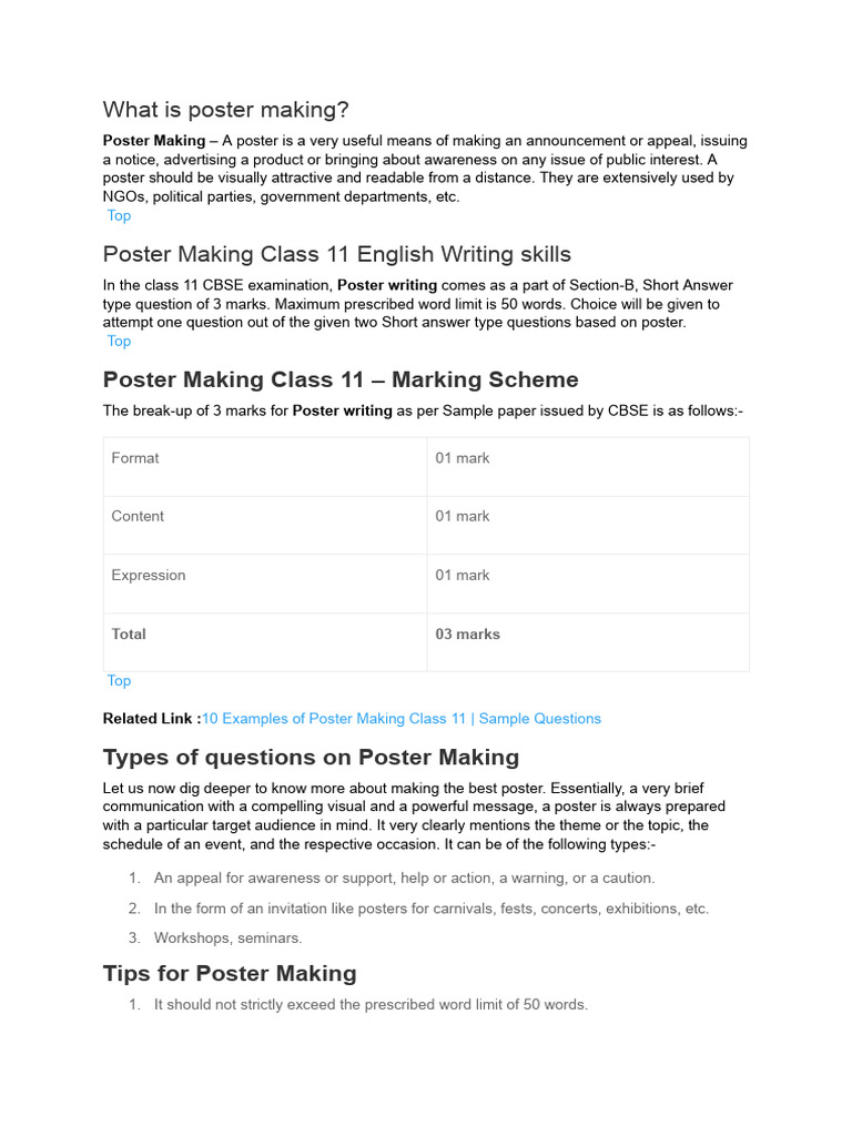 Class 11 Poster Making Guidelines | PDF