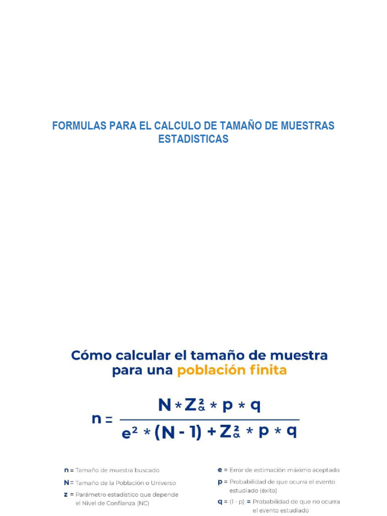 Cómo Calcular El Tamaño de Muestra Con Poblacion Finita y Poblacion ...
