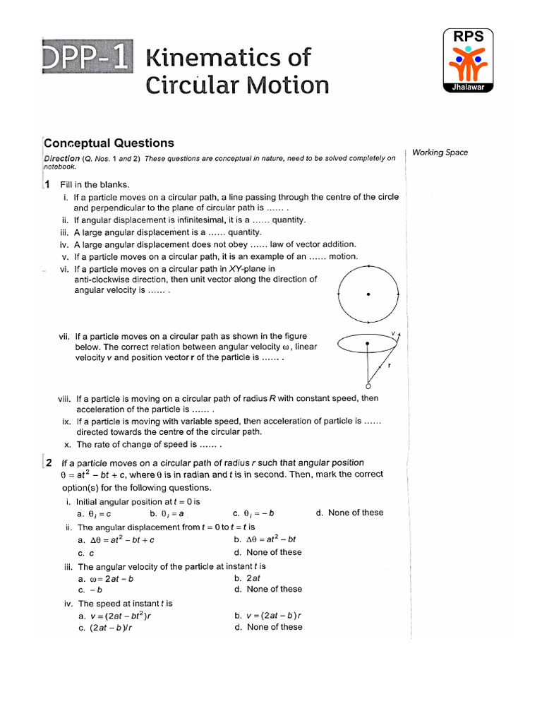 DPP 1_Kinematics of Circular Motion | PDF