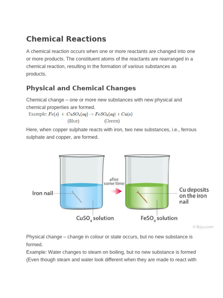 Understanding Chemical Reactions and Equations | PDF | Chemical ...