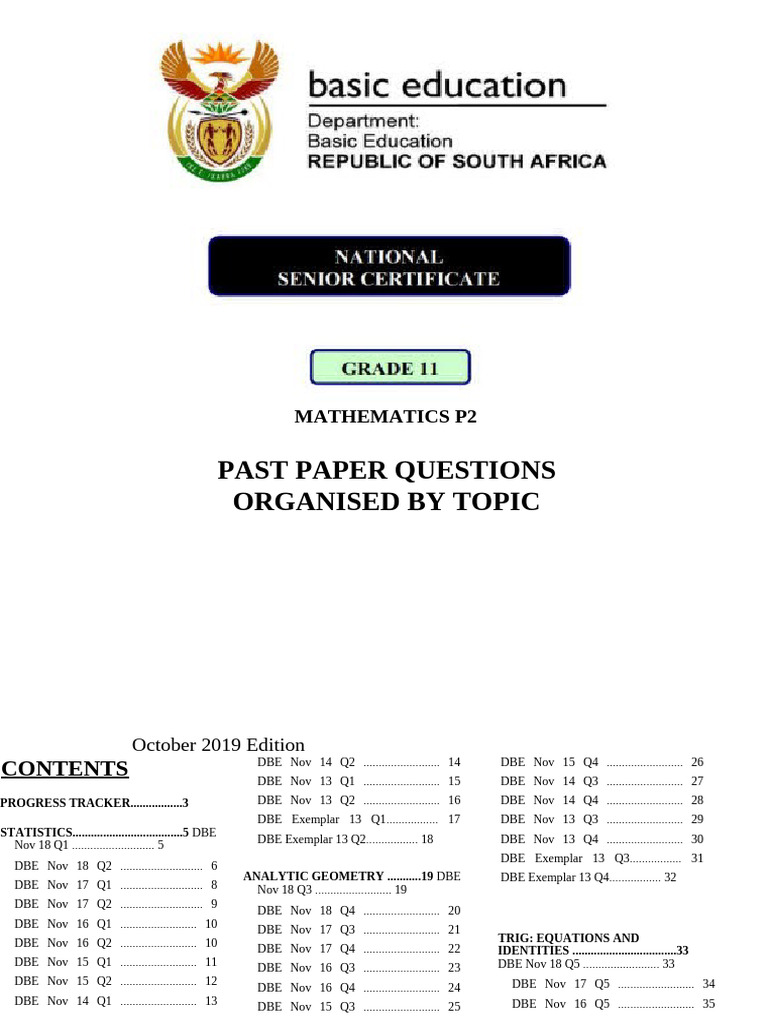 Maths Gr11 Exam P2 Q's by Topic | PDF | Trigonometry | Triangle Geometry