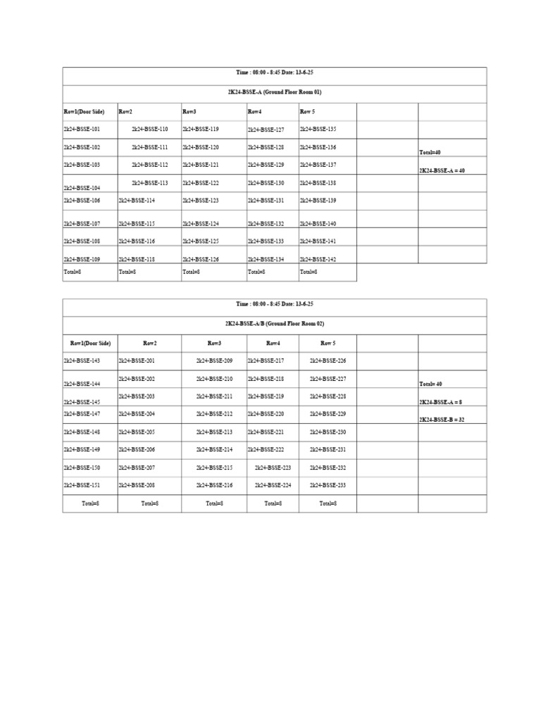 Sitting Plan OOP 2K24-CS-SE Practical | PDF | Architectural Design | Architecture