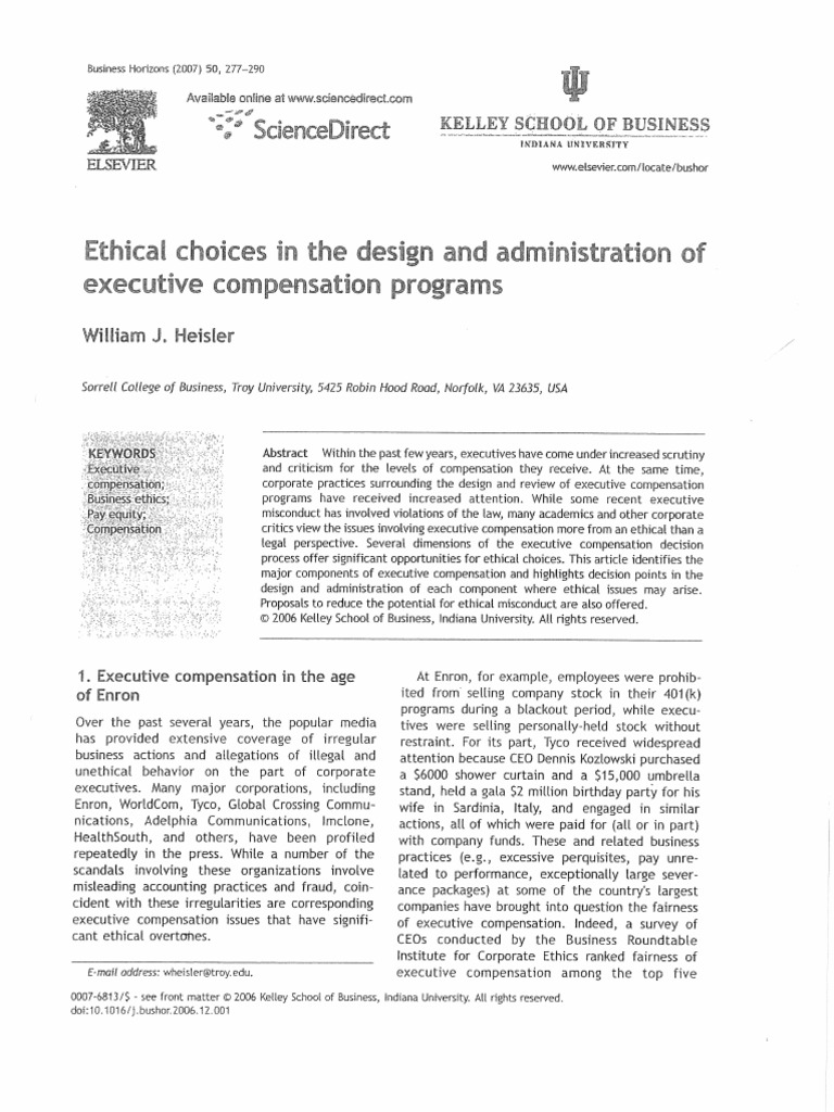 Ethical Choices in The Design and Administration of Executive ...