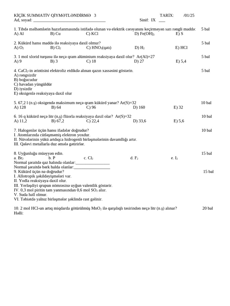 KSQ 3 IX Sinif B | PDF