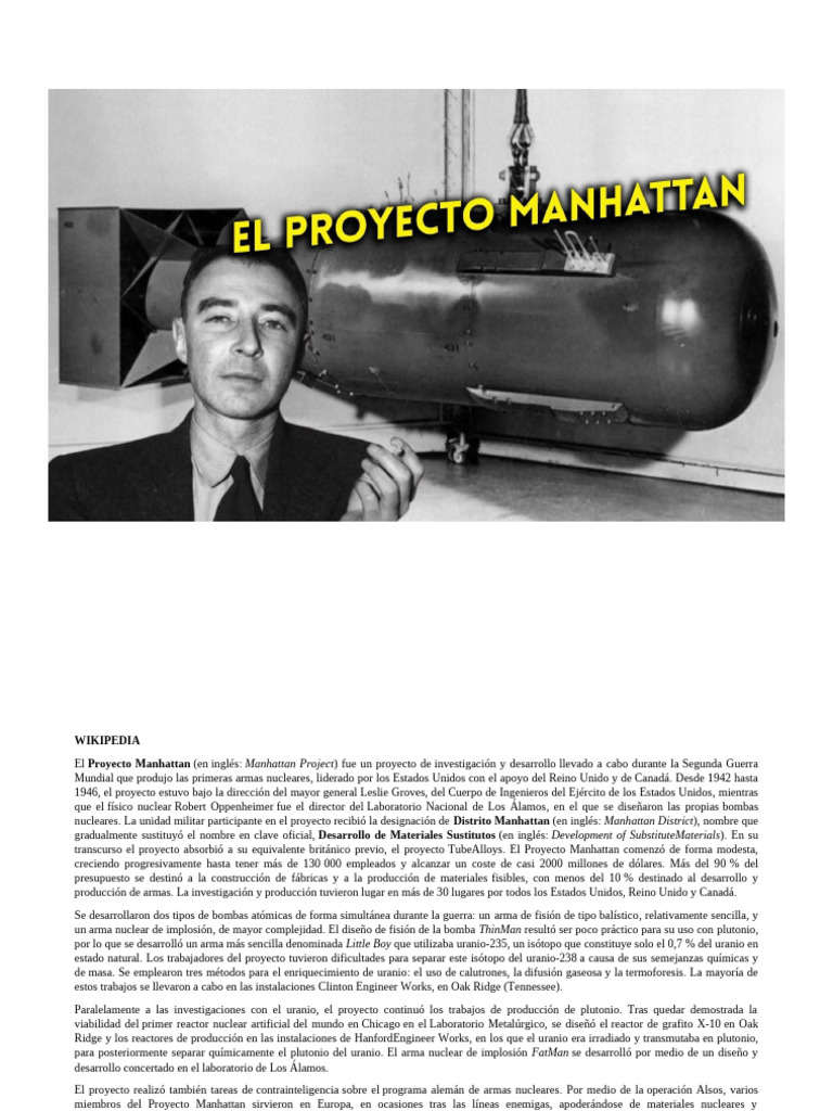 Proyecto Manhattan | PDF | Proyecto Manhattan | Armas nucleares