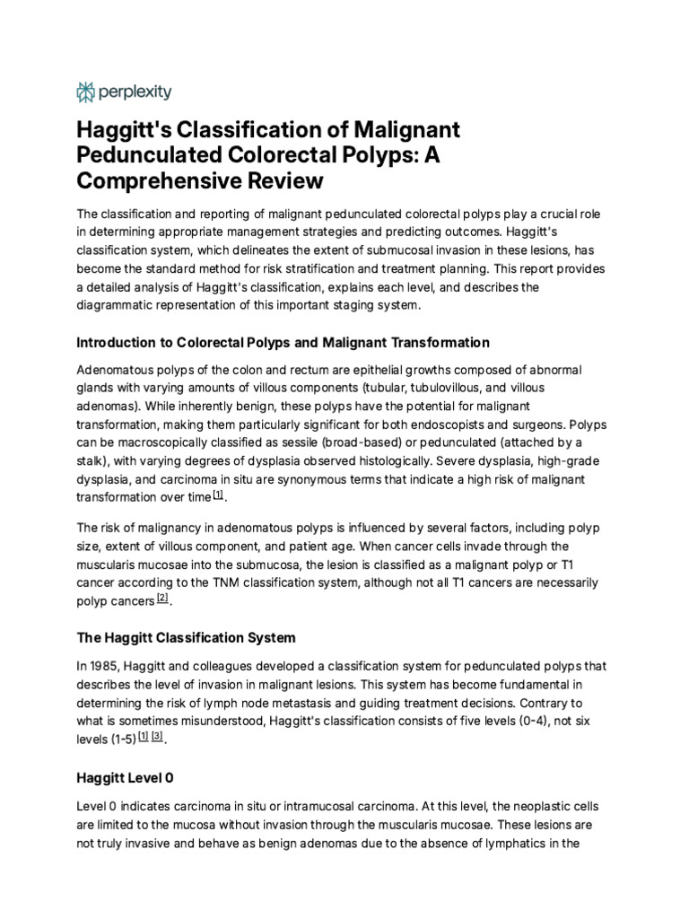Haggitt's Classification of Malignant Pedunculated | PDF | Colorectal ...