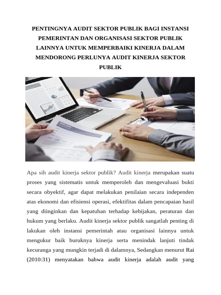 Pentingnya Audit Sektor Publik Bagi Instansi Pemerintan Dan Organisasi Sektor Publik Lainnya ...