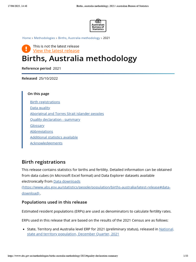 3 Dates Attributable To Each Birth | PDF | States And Territories Of ...